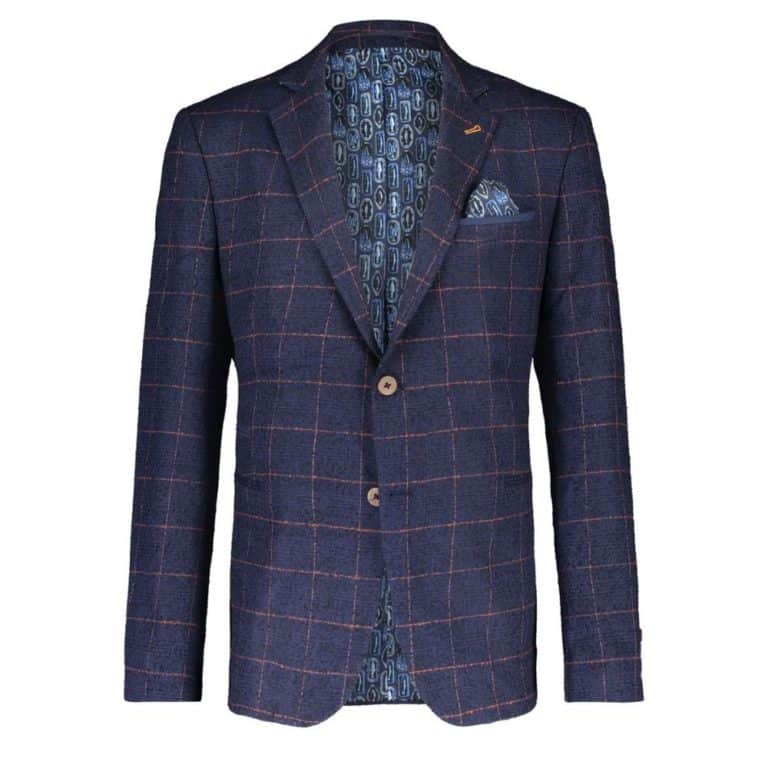 A FISH NAMED FRED WINDOWPANE NAVY JACKET | Menswear Online