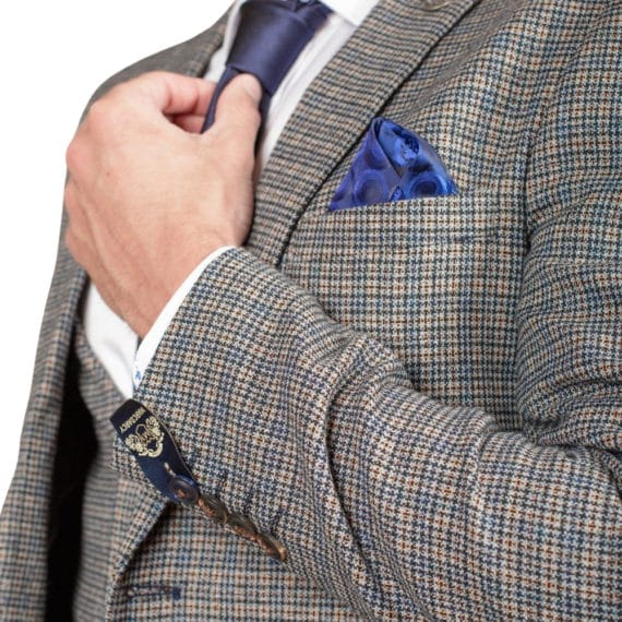 MARC DARCY Hardwick Navy And Tan Three Piece Suit | Menswear Online