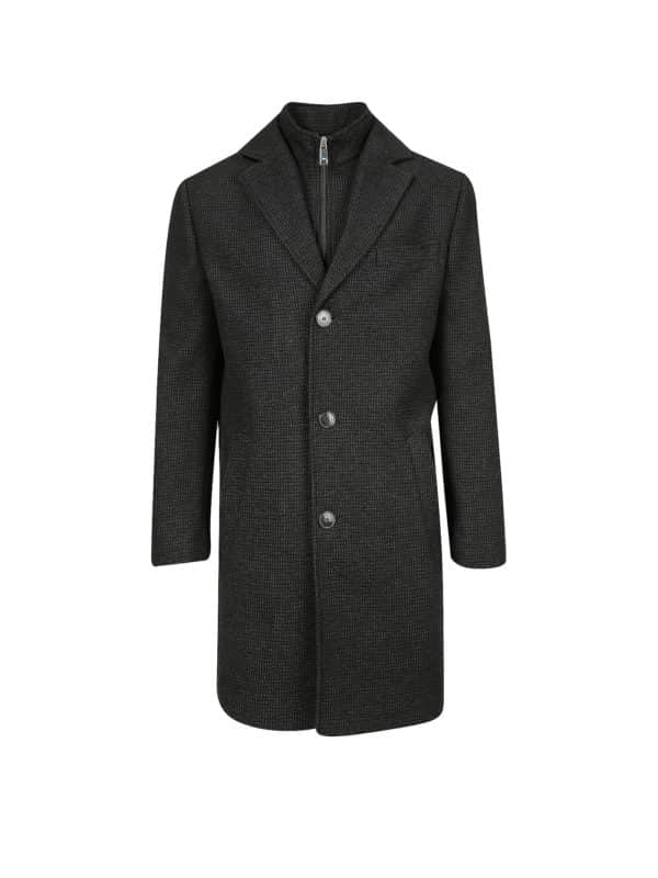 Roy Robson Overcoat With Zip Insert Navy Small Check | Menswear Online