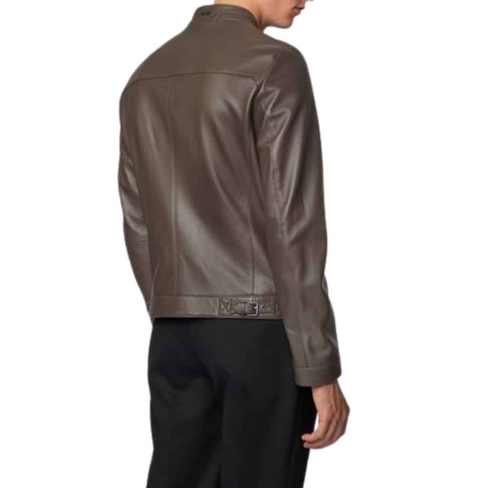 BOSS NESTEM BROWN LEATHER JACKET | Menswear Online