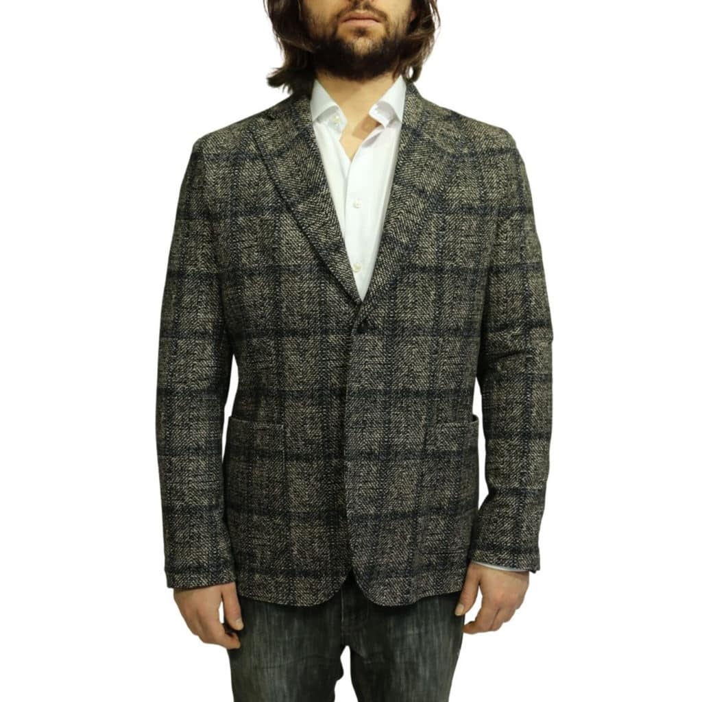 CIRCOLO Grey/navy Windowpane Jacket | Menswear Online