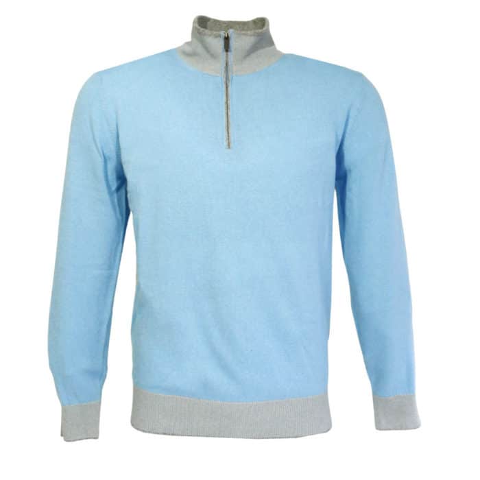 Codice Pale Blue Half Zip Jumper | Menswear Online