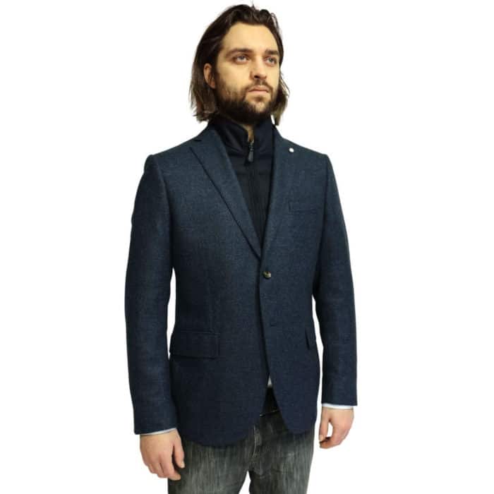 Hackett Speckled Detachable Insert Navy Jacket | Menswear Online