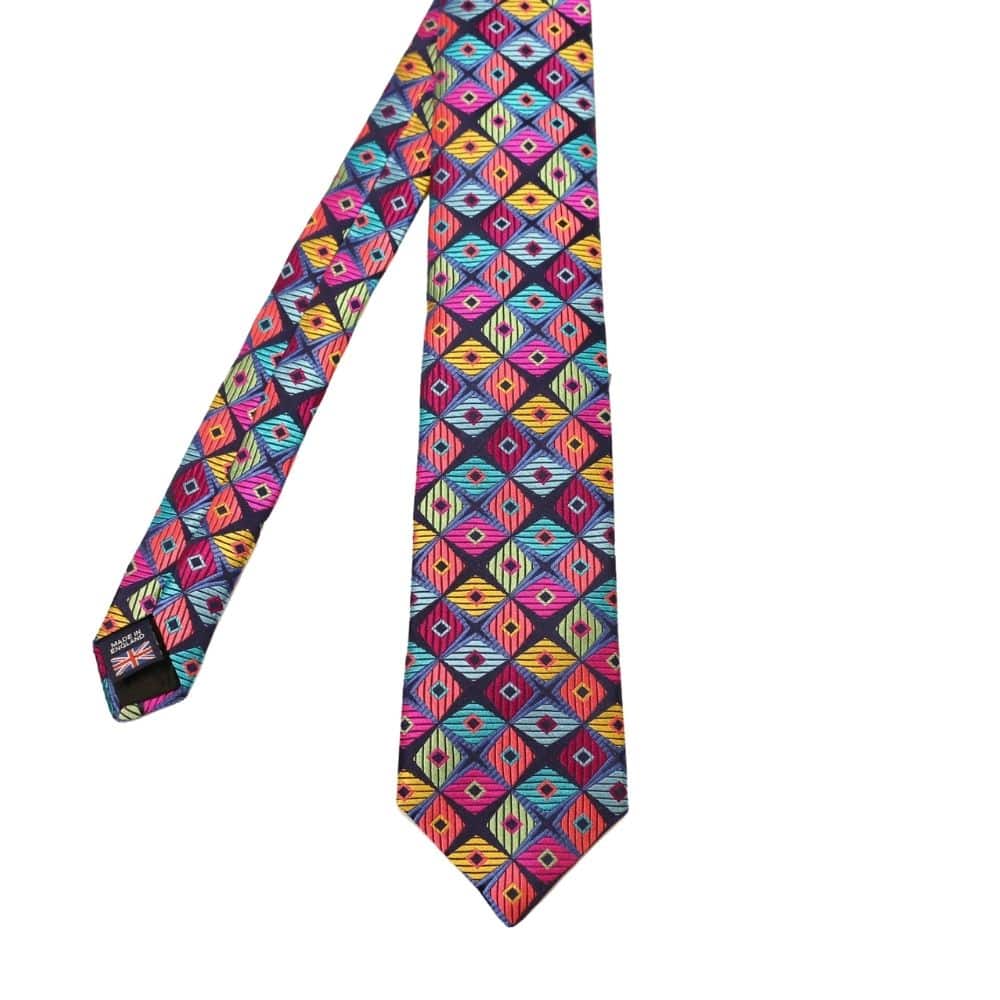 Van Buck Diamond Pattern Tie - Multi | Menswear Online