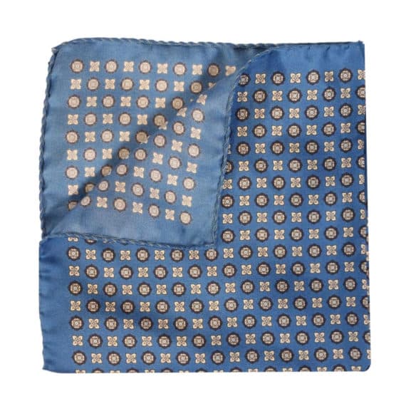 Amanda Christensen Blue Floral Medallion Pocket Square | Menswear Online
