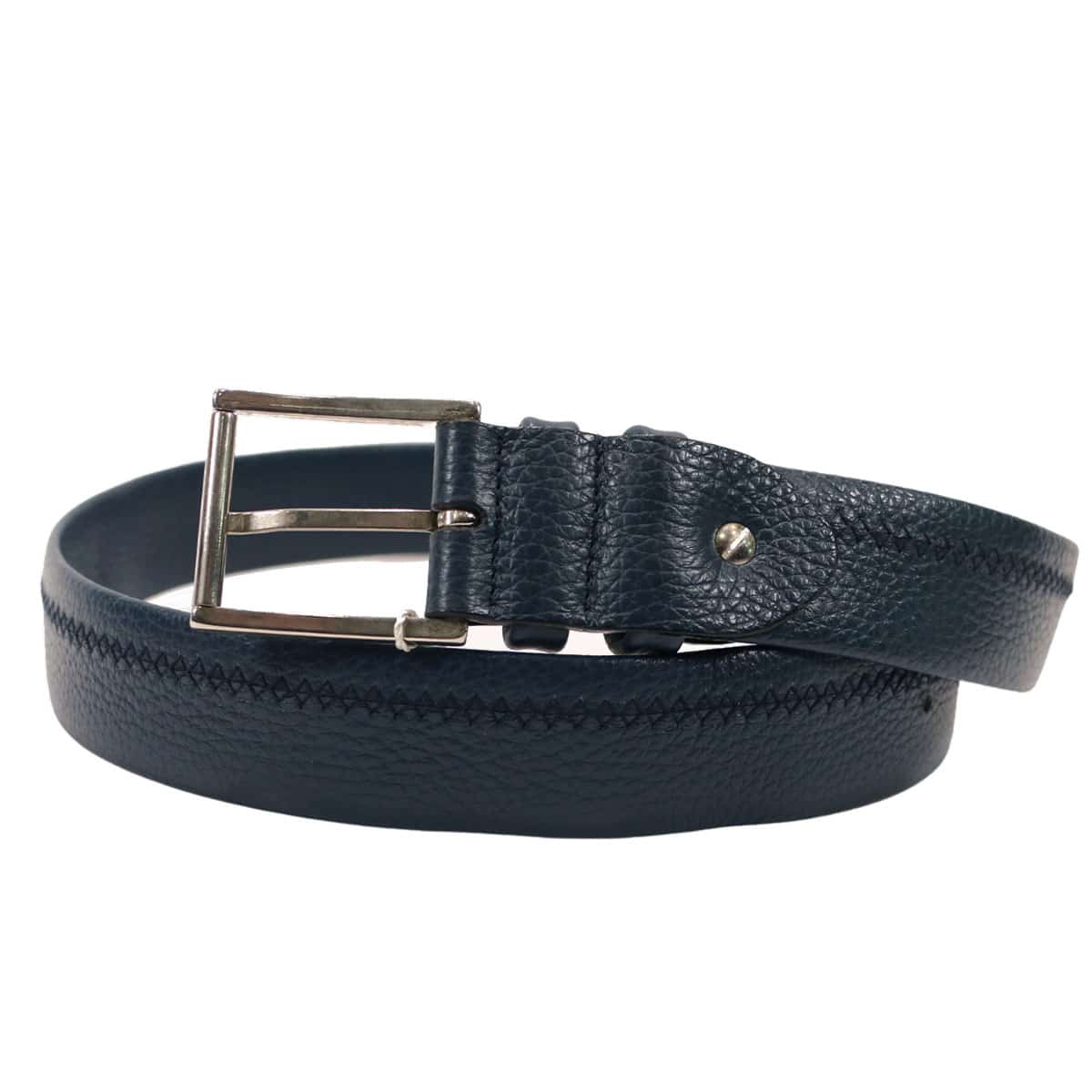 CANALI NAVY STITCHED BELT | Menswear Online