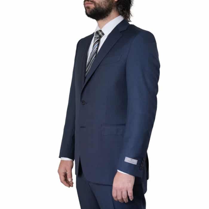 Canali Pure Wool Pick & Pick Navy Blue Suit | Menswear Online