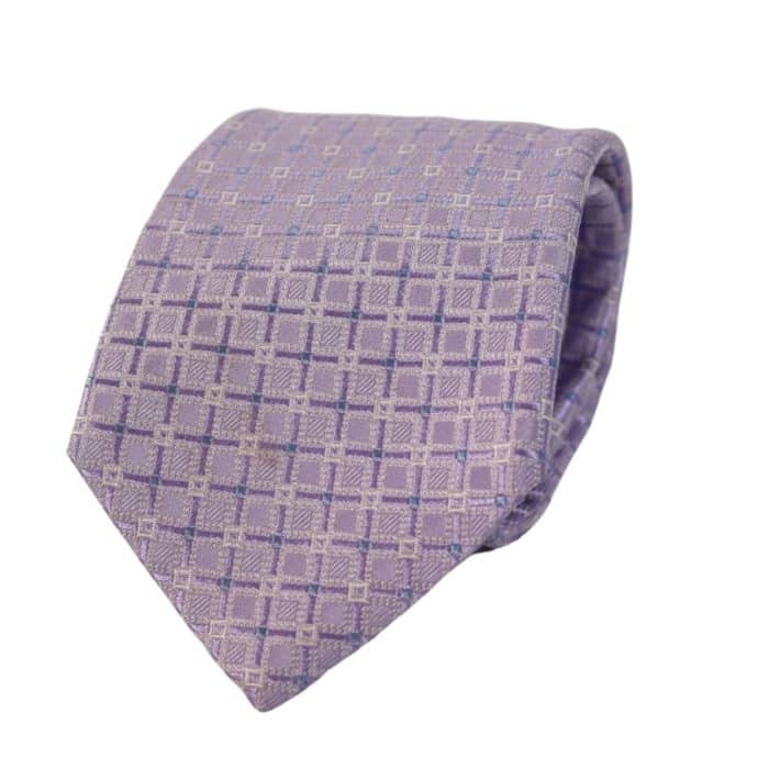 CANALI LILAC SQUARE GRID TIE | Menswear Online