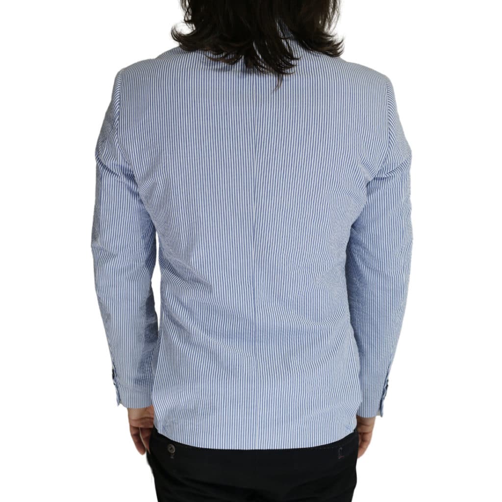GIORDANO SEERSUCKER BLUE STRIPPED JACKET | Menswear Online