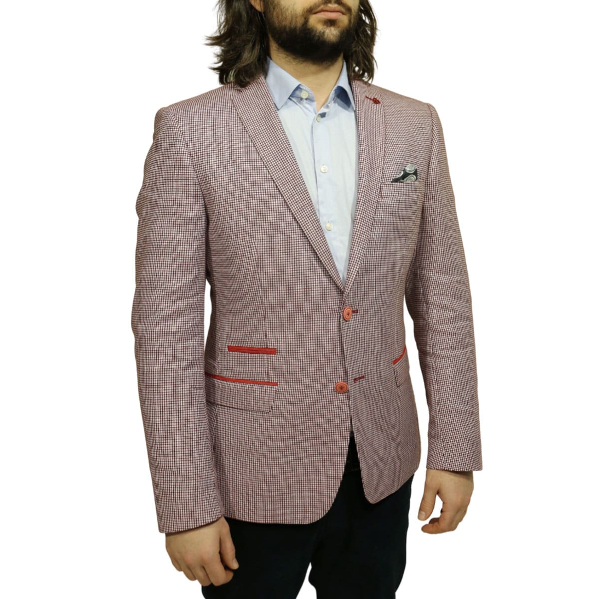 ROY ROBSON RED/WHITE CHECK JACKET | Menswear Online