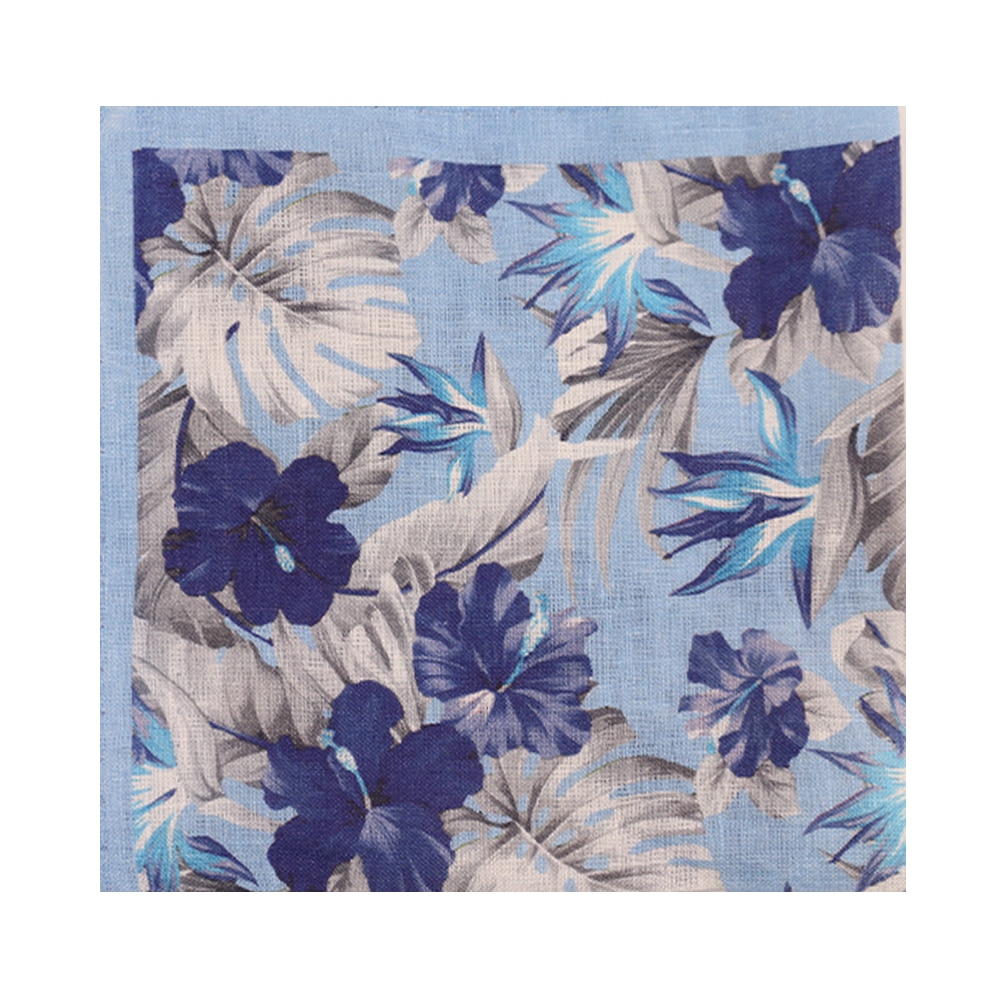 Amanda Christensen Tropical Flower Pocket Square - Blue | Menswear Online