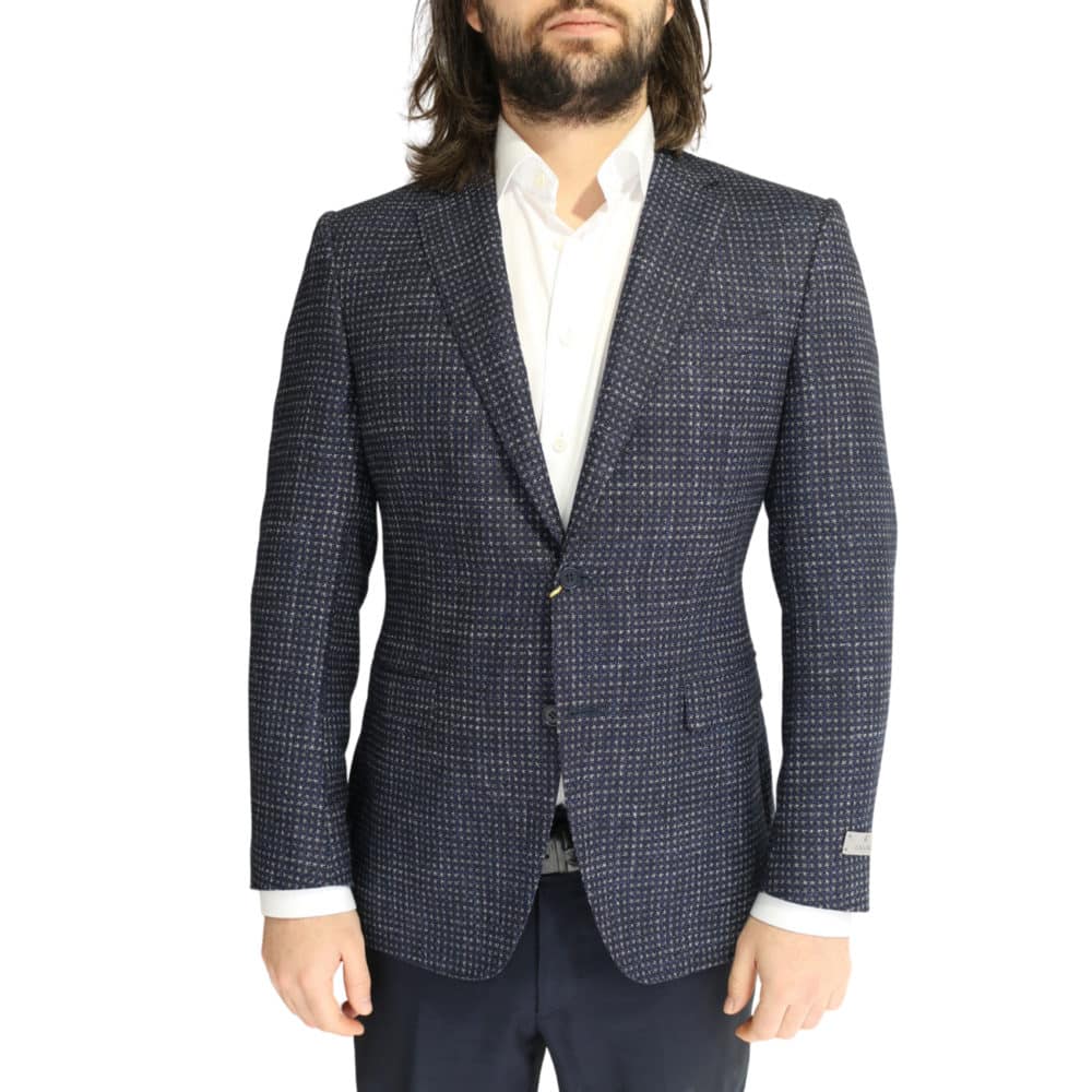 CANALI NAVY AND STONE DOT CHECK SMART JACKET | Menswear Online