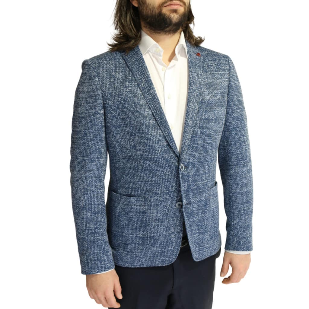 ROY ROBSON MICRO PATTERN BLUE JERSEY JACKET | Menswear Online