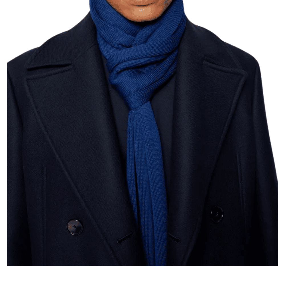 BOSS ALBAS VIRGIN WOOL BLUE SCARF | Menswear Online