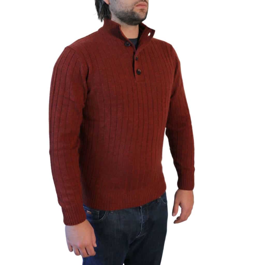 BAILEYS BUTTON NECK BURNT ORANGE JUMPER | Menswear Online