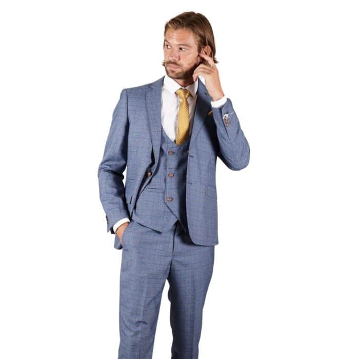 Marc Darcy George Light Blue Three Piece Suit | Menswear Online