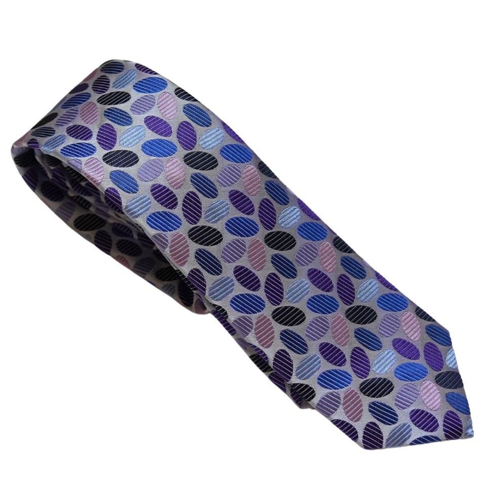 Van Buck Oval Patterned Sliver Tie | Menswear Online