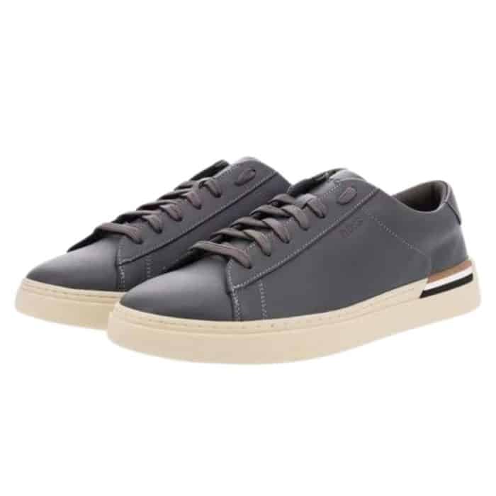 BOSS CLINT DARK BLUE CUPSOLE TRAINERS WITH SIGNATURE STRIPE | Menswear ...