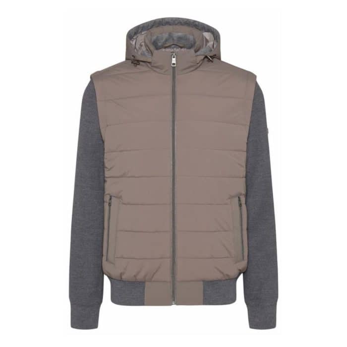 BUGATTI Heavy Knit Beige Hybrid Jacket | Menswear Online