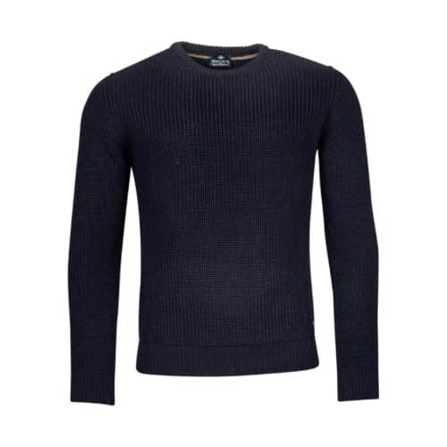 Baileys Heavy Knit Dark Blue Crew Neck Jumper | Menswear Online
