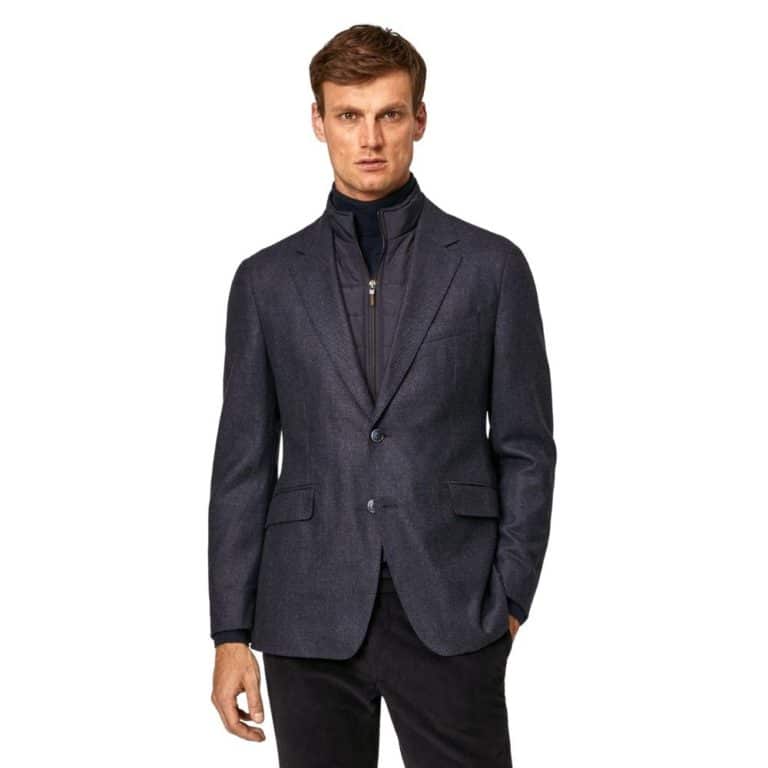 Hackett Speckled Detachable Insert Navy Jacket | Menswear Online