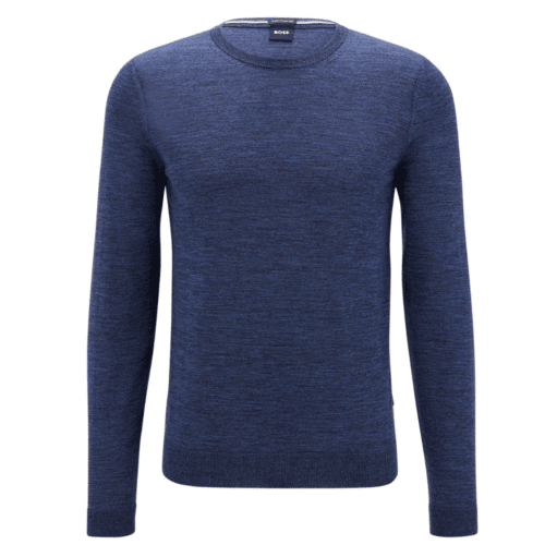 BOSS SLIM-FIT Leno Bright Blue Jumper In Virgin Wool | Menswear Online