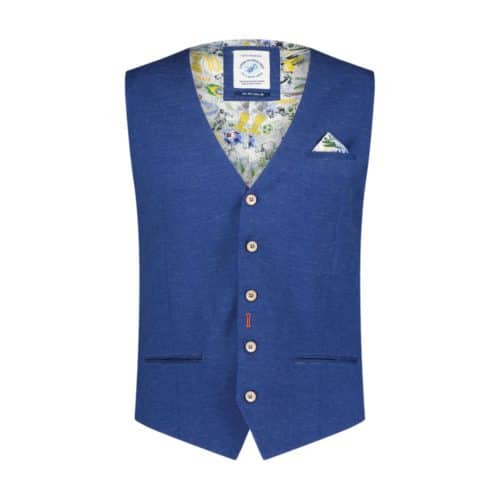 A Fish Named Fred Linen Look Brazil Blue Waistcoat | Menswear Online