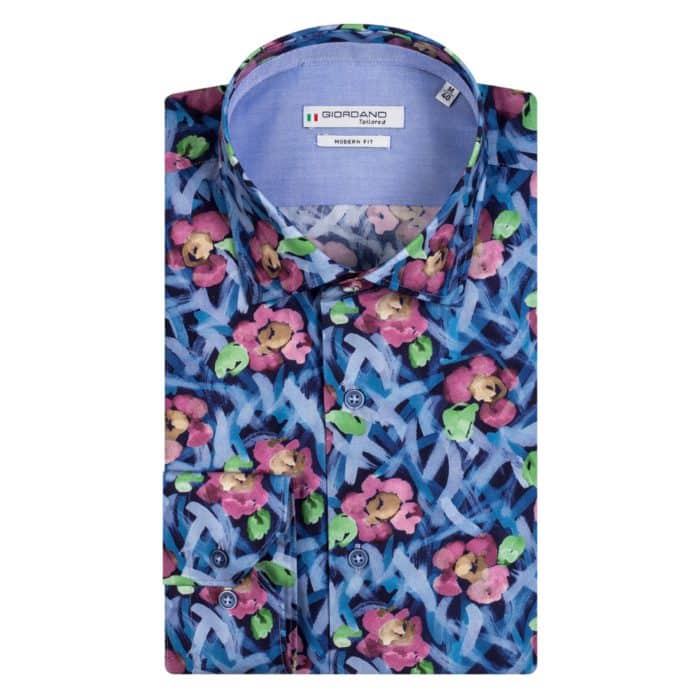 Giordano Maggiore Floral Liberty Print Blue Shirt | Menswear Online