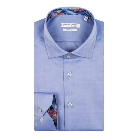 Giordano Maggiore Floral Liberty Print Trim Blue Shirt | Menswear Online