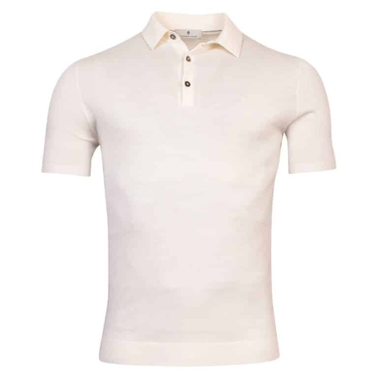 Thomas Maine Merino Wool Off White Polo Shirt | Menswear Online