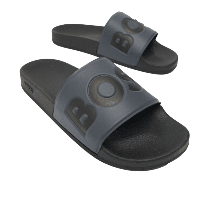 BOSS Dark Grey Aryeh Sliders | Menswear Online