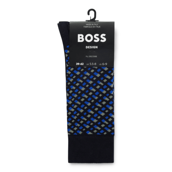 BOSS Mens MONOGRAM-MOTIF SOCKS IN A MERCERISED COTTON BLEND | Menswear ...
