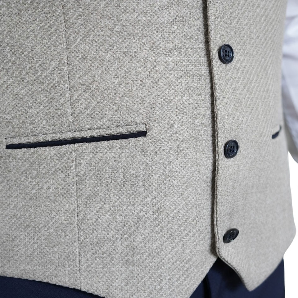 Benetti Simon Comfort Fit Beige Waistcoat | Menswear Online