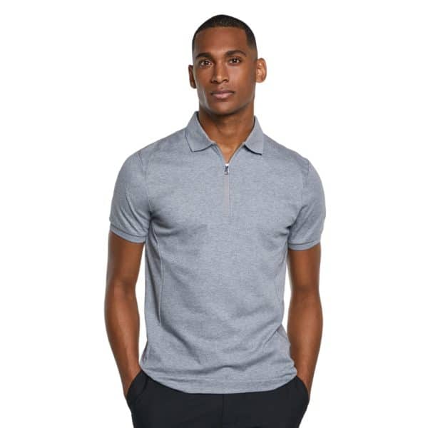 Hackett Sport Zipped Grey Polo Shirt | Menswear Online