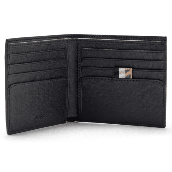 BOSS STRUCTURED BILLFOLD WALLET WITH LOGO LETTERING | Menswear Online