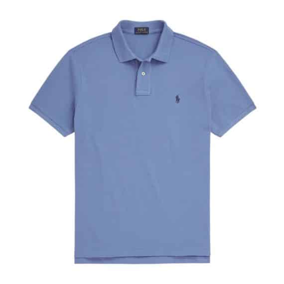 POLO RALPH LAUREN Custom Slim Fit Mesh Light Blue Polo Shirt | Menswear ...