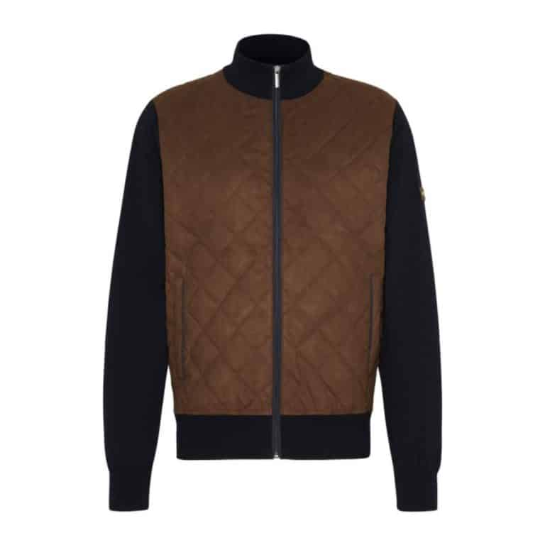 BUGATTI Quilted Front Brown Suede Hybrid Jacket | Menswear Online