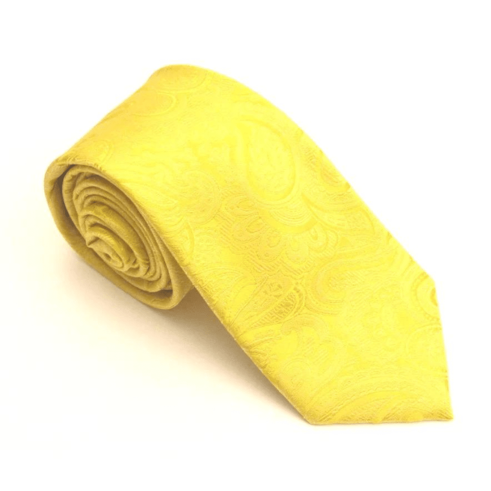 Yellow Plain Red Label Silk Tie With Matching Pocket Square | Menswear Online