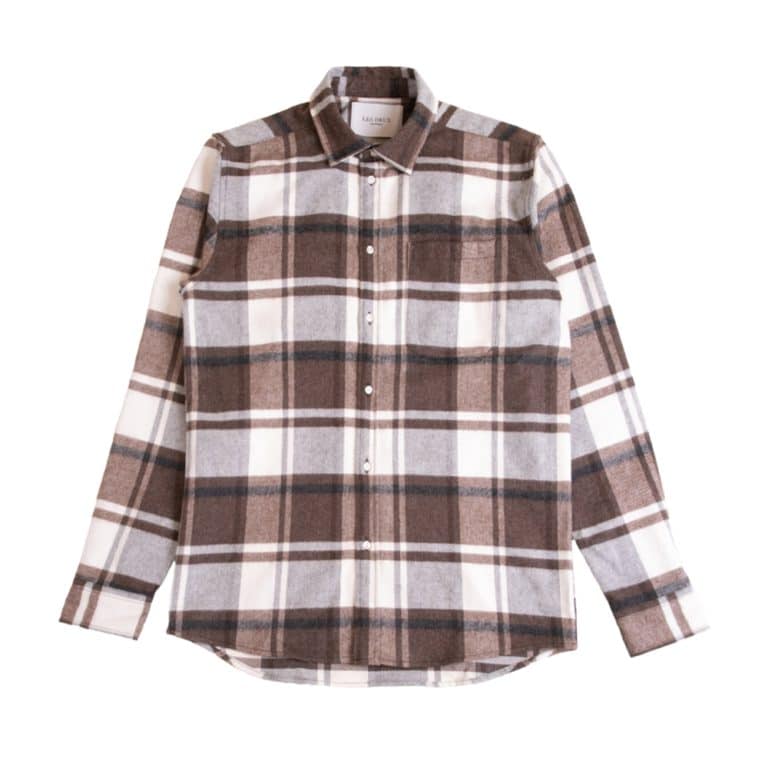 Les Deux Jeremy Flannel Dusty Teak/Ivory Shirt | Menswear Online