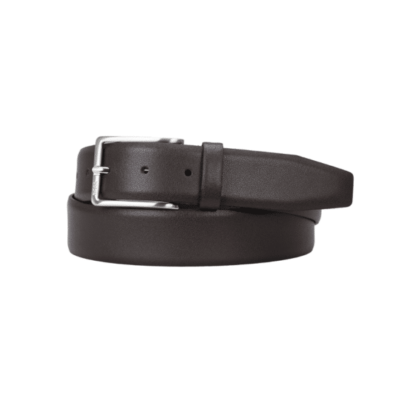 BOSS Erman Dark Brown Leather Belt With Engraved Logo Buckle | Menswear ...