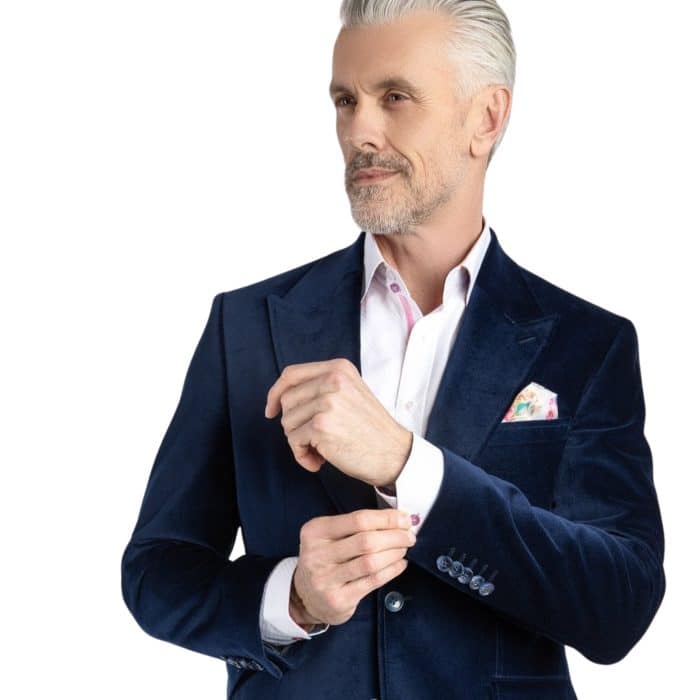 CLAUDIO LUGLI Velvet Navy Jacket | Menswear Online