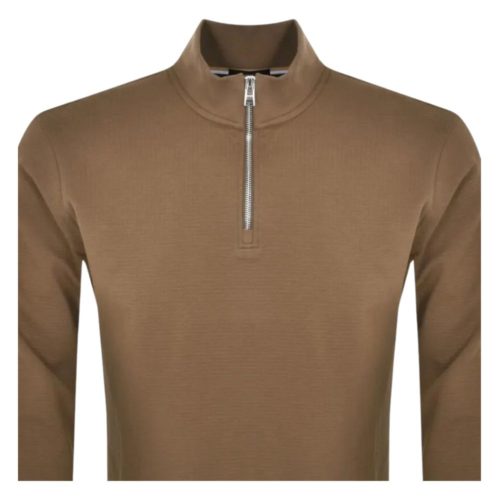 BOSS Brown Half Zip | Menswear Online