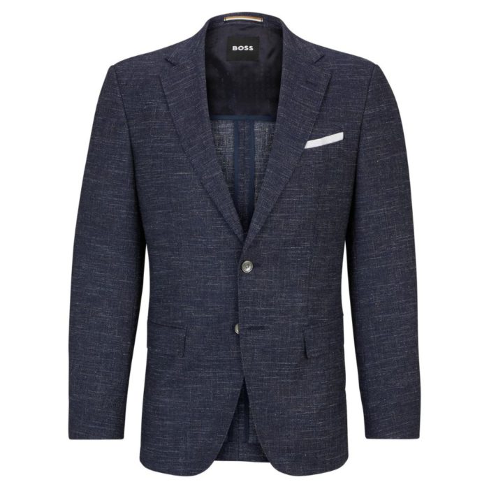 BOSS Slim Fit Jacket In A Patterned Wool Blend | Menswear Online