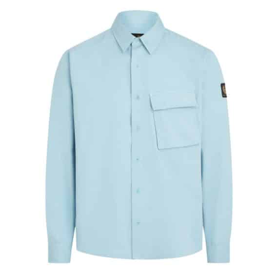BELSTAFF Scale Garment Dye Skyline Blue Cotton Shirt | Menswear Online