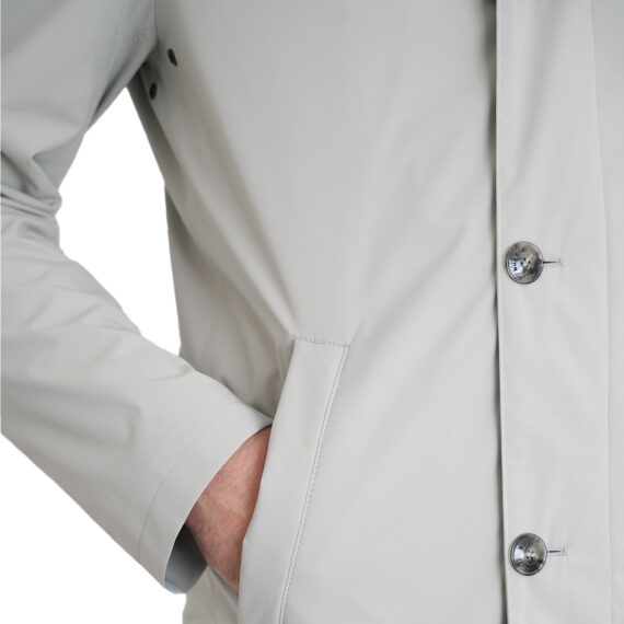 BUGATTI Rainseries Stretch Light Grey Mac | Menswear Online
