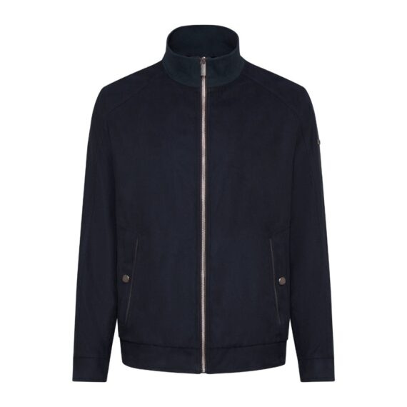 BUGATTI Soft Touch Suede Navy Blouson Jacket | Menswear Online