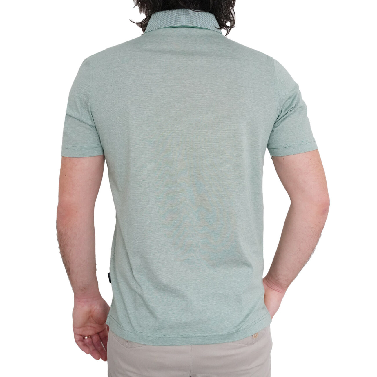 Bugatti Mercerised Subtle Striped Green Polo Shirt | Menswear Online