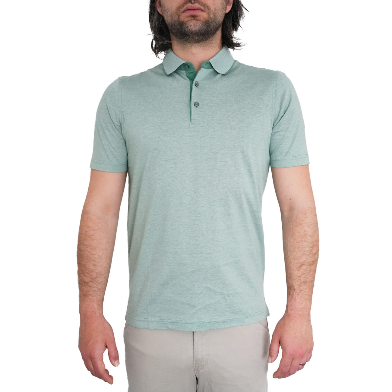 Bugatti Mercerised Subtle Striped Green Polo Shirt | Menswear Online