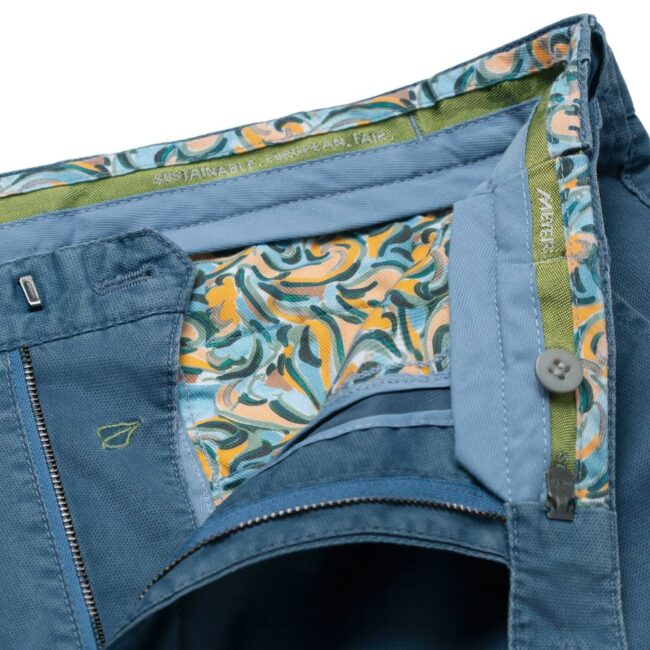 MEYER Chicago Textured Washed Blue Chinos | Menswear Online