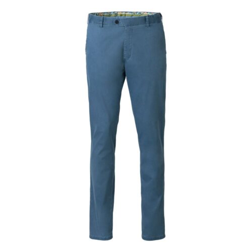 MEYER Chicago Textured Washed Blue Chinos | Menswear Online